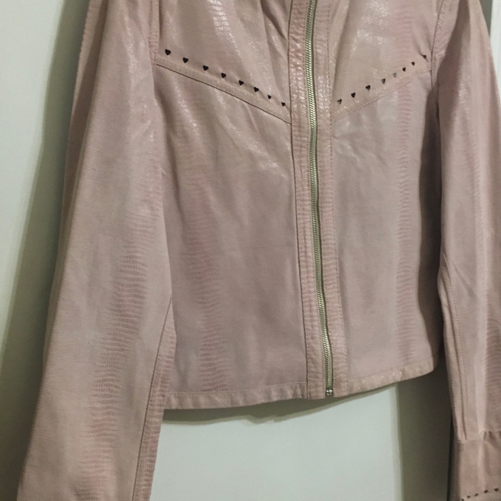 Light Pink Suede Snakeskin Embossed Jacket - Gem